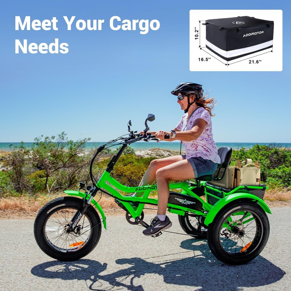 Addmotor 3-Wheel Semi-Recumbent M-360II 750W 20Ah 20" Fat Tire Electric ...