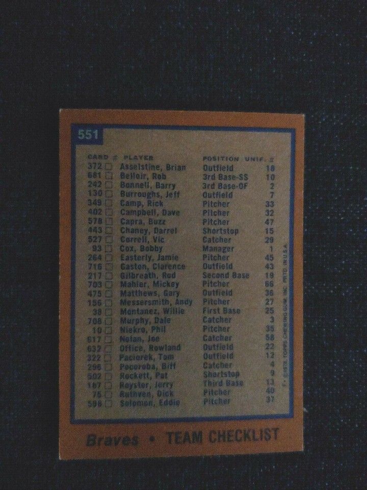 1978 Topps #551 Atlanta Braves Team | eBay