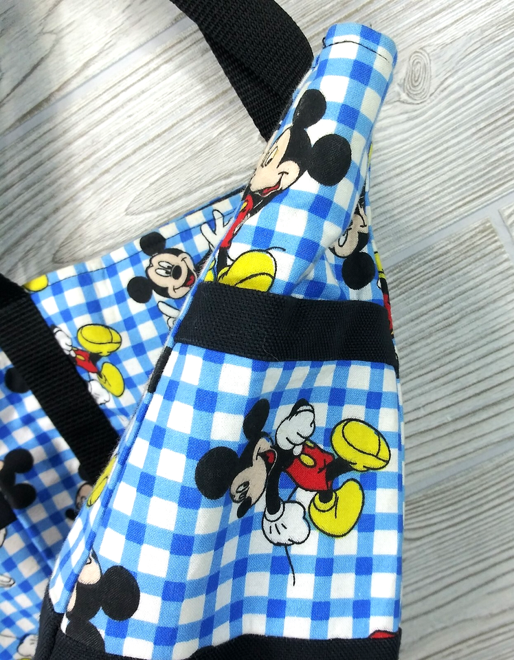 Mickey Mouse Tote Bag Blue Gingham AOP Mickey Double Shoulder Strap ...