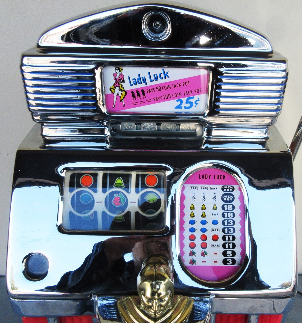 Jennings 25c Red Light Up Lady Luck Slot Machine Circa 1940's | eBay