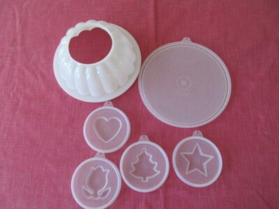 Vintage Tupperware Jell N Serve Jell-O Mold 6-Piece Set w/ 4 Seasonal ...