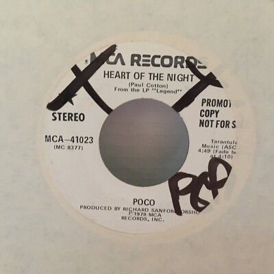 1978 Poco HEART OF THE NIGHT (45RPM 7” Single) MCA (J190 (PROMO ) | eBay