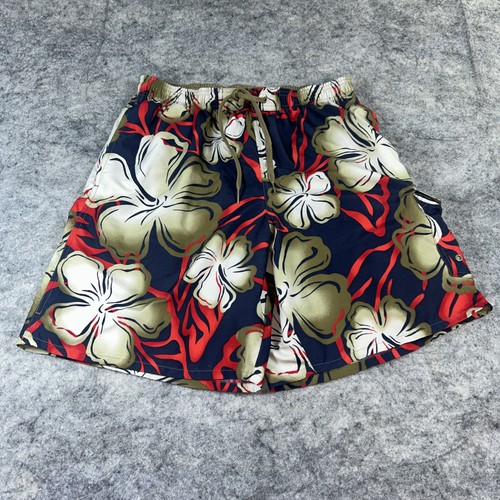 Speedo Swim Trunks Mens L Blue Tan Tropical Floral Lined Drawstring ...