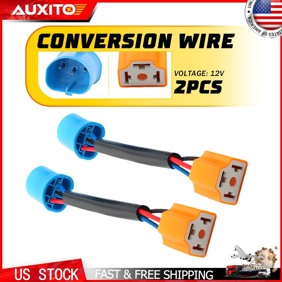 2X Headlight Socket Conversion Wire 9004 HB1 To 9003 HB2 H4 Dual Beam ...