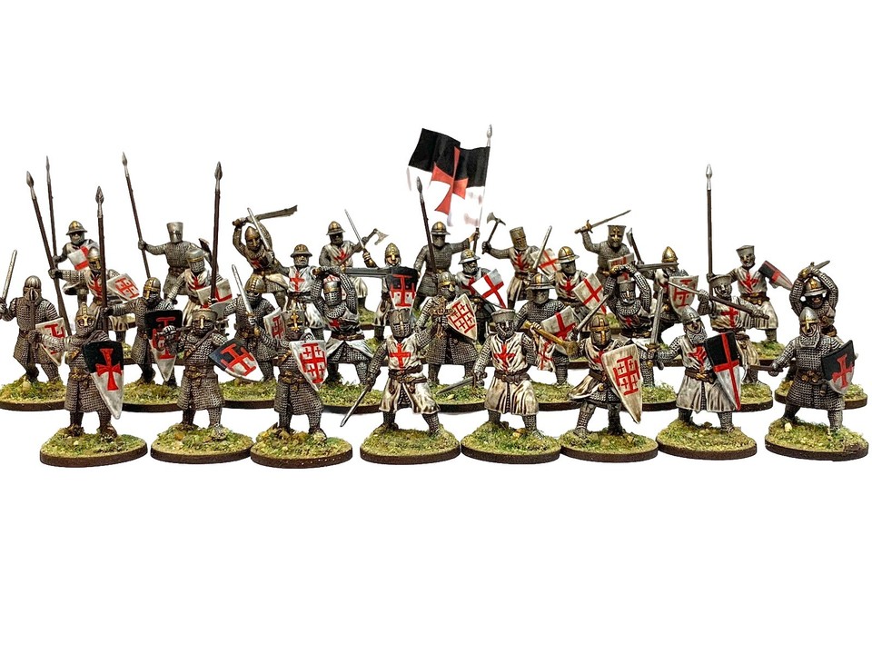 KNIGHTS TEMPLAR INFANTRY ARMY 32 28mm painted historical wargames ...