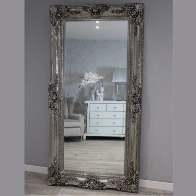Empire XXL Extra Large Ornate Frame Leaner Wall Mirror Antique Silver ...