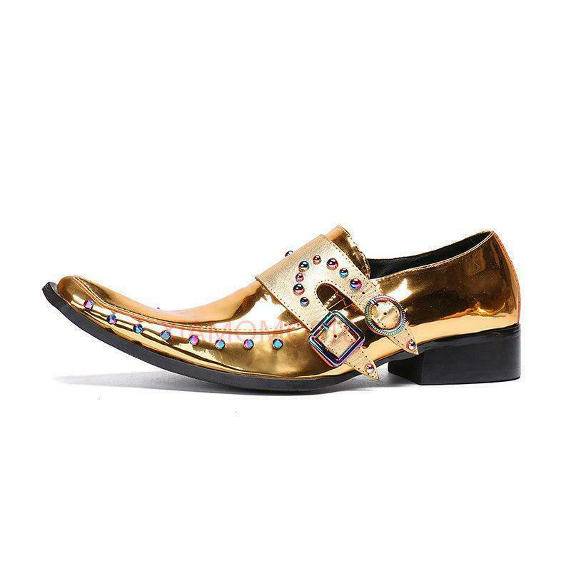 Men Rivet Buckle Strap Leather Party Slip On Business Wedding Shoes ...
