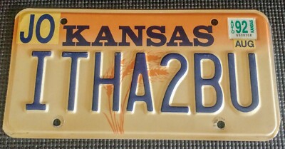 1992 Kansas VANITY License Plate # ITHA2BU - It Had To Be You - Frank ...