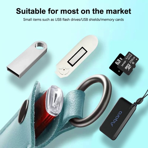 PU Leather Solid Color U Disk Pouch Key Ring Holder USB Flash Drive ...