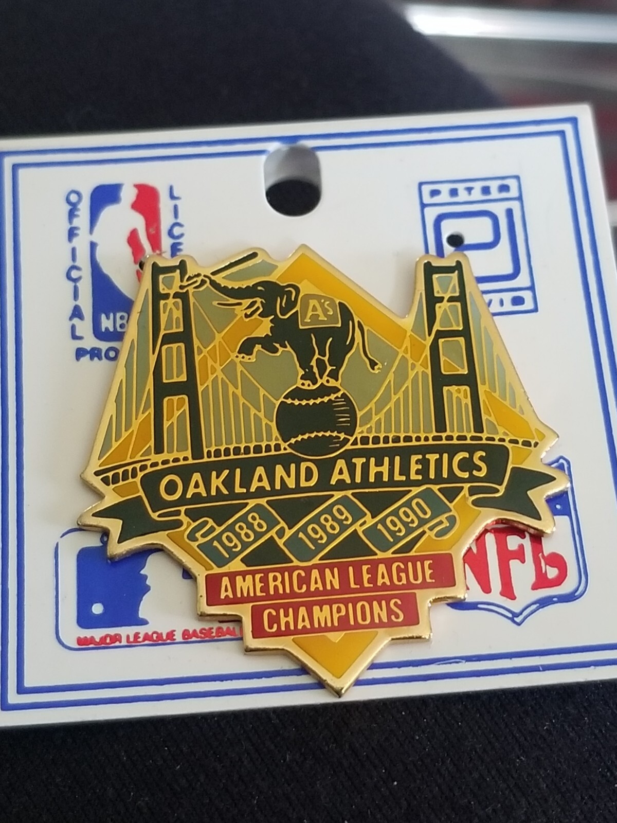 Vintage Oakland Athletics 1988, 1989 & 1990 Champions Lapel/Hat/Jersey ...