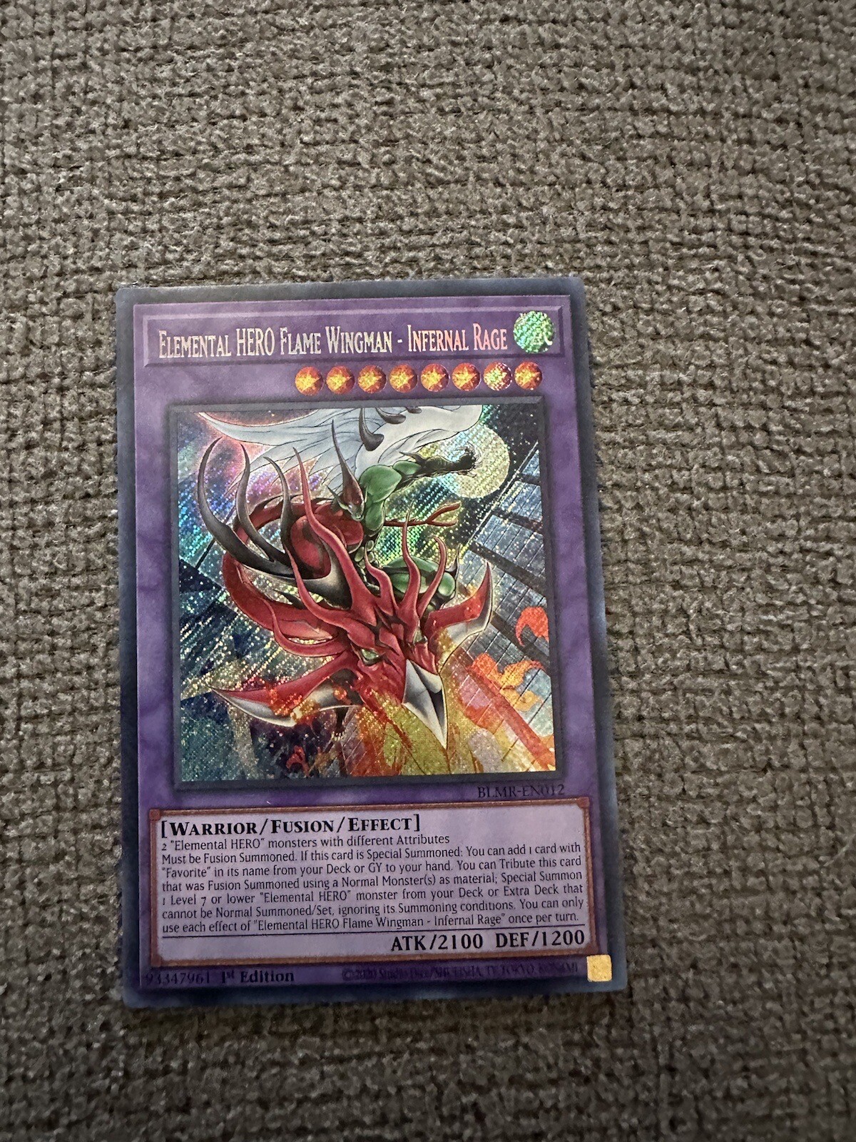 YUGIOH 1ST BLMR-EN012 ELEMENTAL HERO FLAME WINGMAN INFERNAL RAGE SECRET ...
