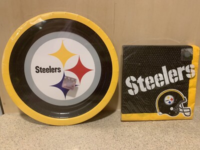 Pittsburgh Steelers NFL Paper Plates & Napkins Bundle - 8 plates & 16 ...
