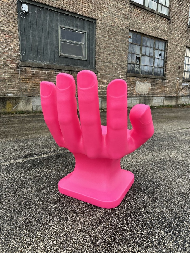 Neon Pink left HAND SHAPED CHAIR 32" tall adult 70s Retro iCarly NEW | eBay