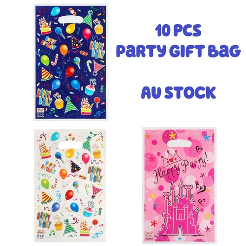 10PCS Plastic Loot Bag Shopping Pouch Happy Birthday Party | eBay Australia