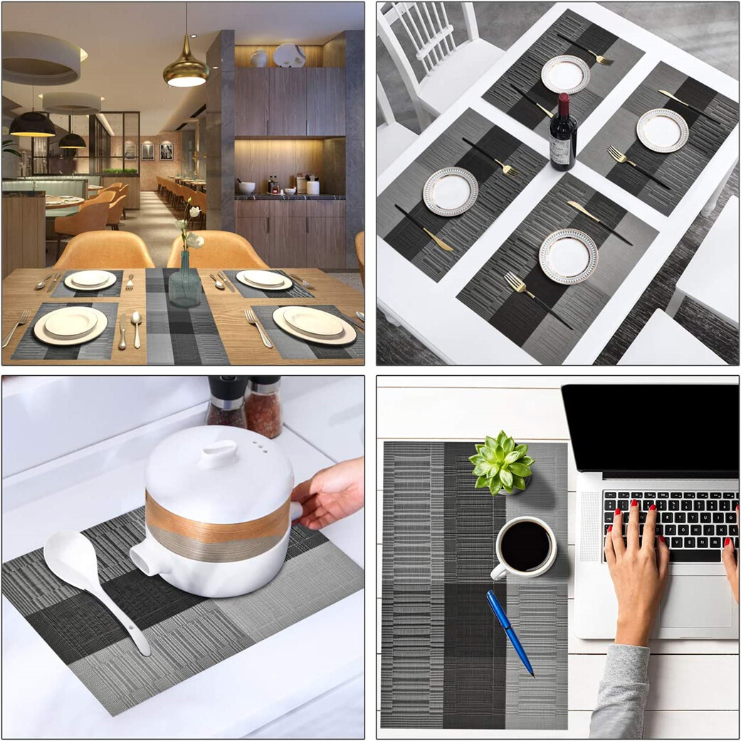 Set of 4 PVC Place Mats and Coasters Dining Table Placemats Non-Slip ...
