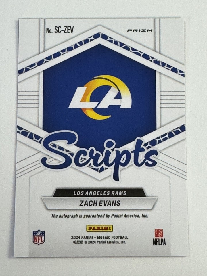 2024 Panini Mosaic Zach Evans RC Rams Scripts Prizm AUTO SC-ZEV | eBay