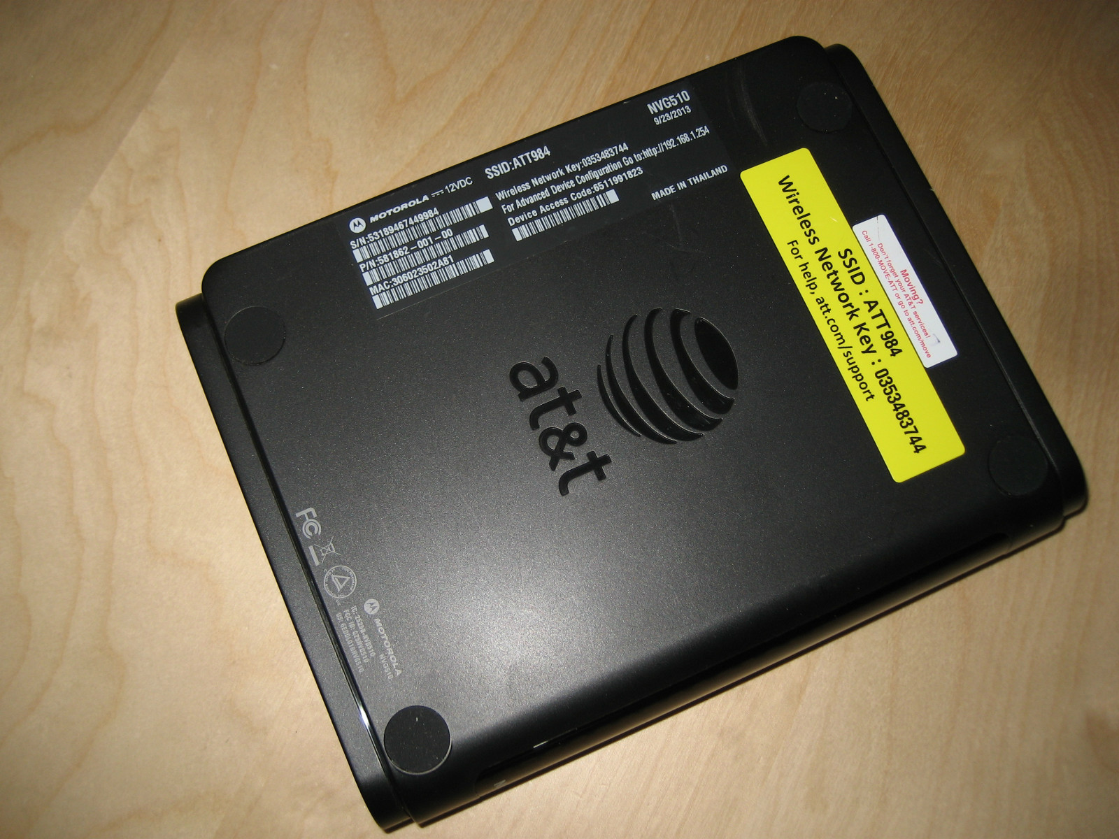 AT&T U-Verse Wireless Gateway Modem And Router Combos Motorola NVG510 ...