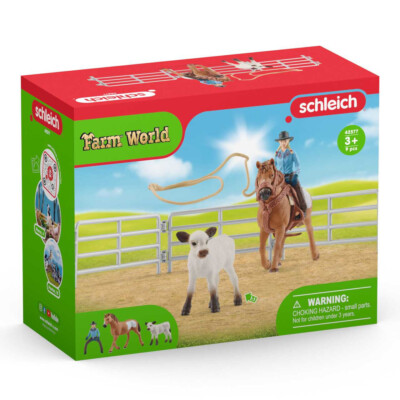 Schleich Farm World Cowboy Team Set With Lassos 42577 Rodeo Horse ...