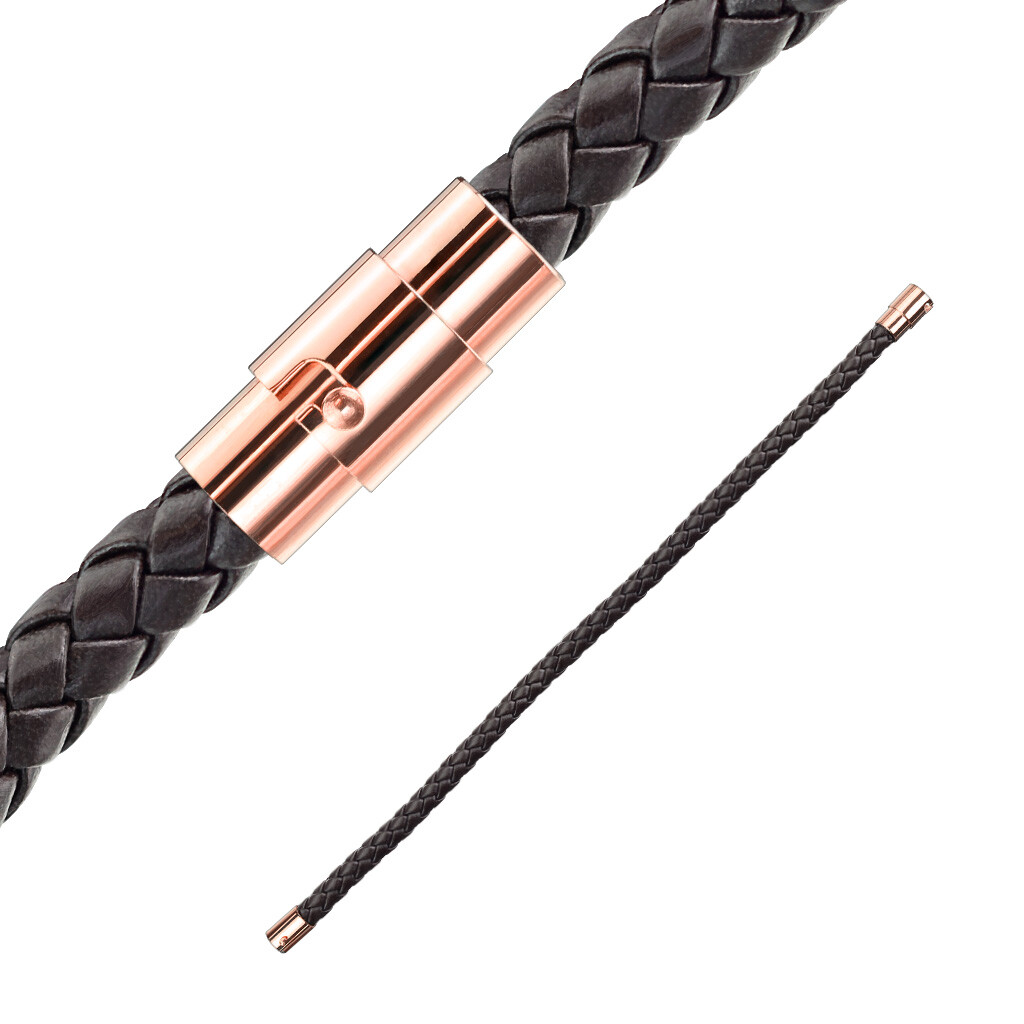 Braided Bolo Leather Bracelet W/ Magnetic Stainless Steel Locking Clasp ...