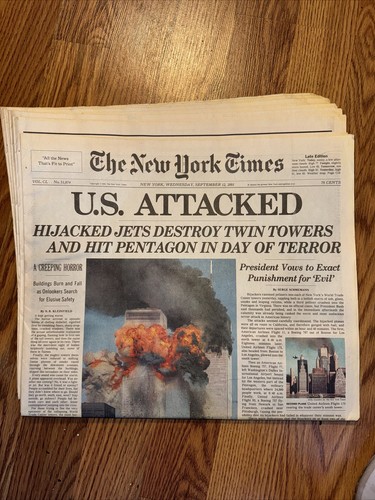 Original New York Times 9/11 Issues Sept 12, 2001 -Complete Papers- | eBay