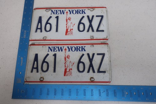 New York NY License Plate Tag Statue of Liberty Pair Set A61 6XZ | eBay