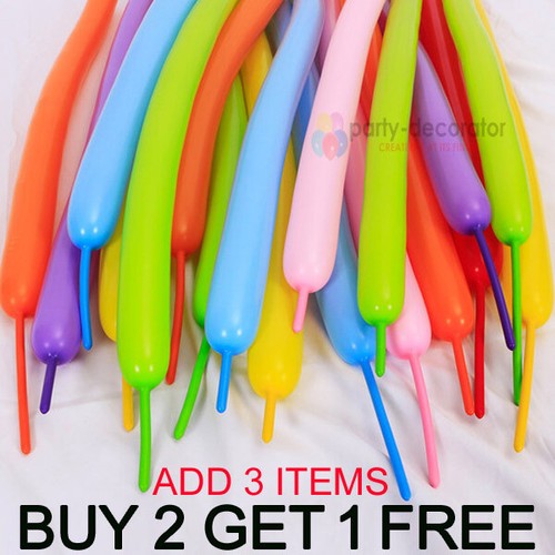 100 X Long Plain Balloons Latex Balons 260Q Twisting Modelling Long ...