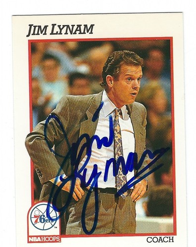 1991-92 signierte NBA Hoops Jim Lynam Philadelphia 76ers ...