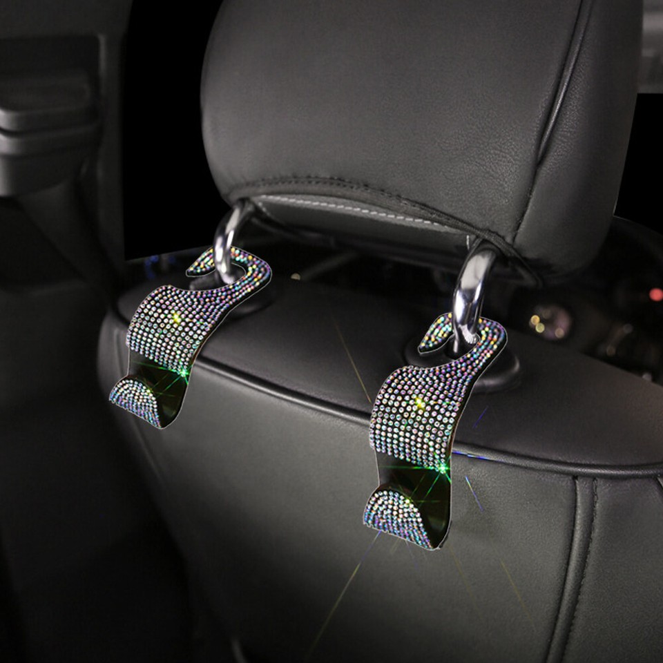 Auto Seat Hook Hanger Car Bling Rhinestone Back Headrest Mount Storage ...
