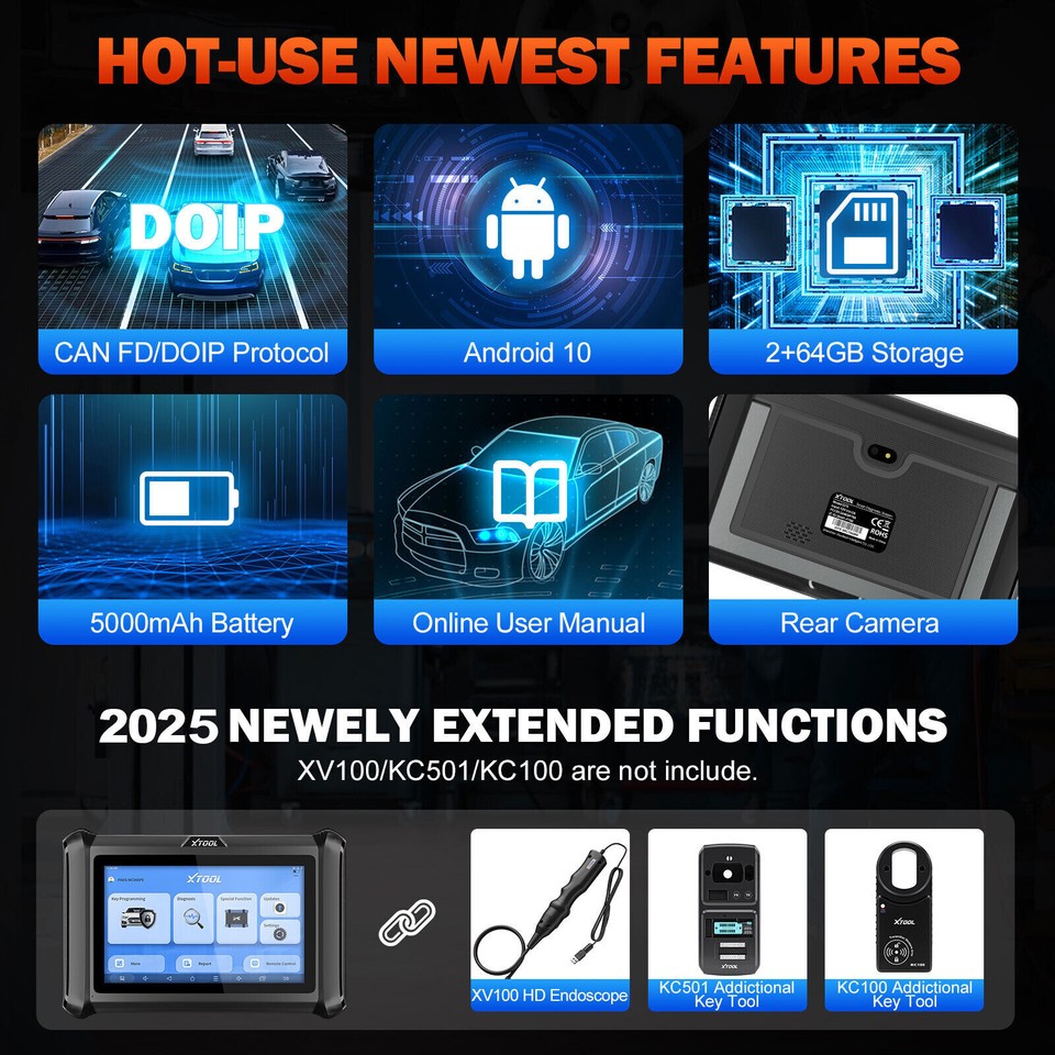 XTOOL X100 PADS IMMO Key Fob Programming Full System Car Diagnostic ...