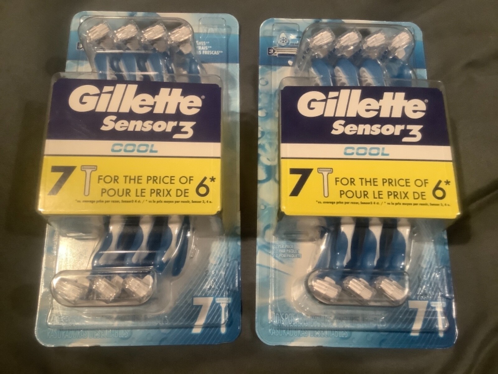 2 Packs Gillette Sensor 3 Cool Men’s Disposable Razors 14 Razors Total ...