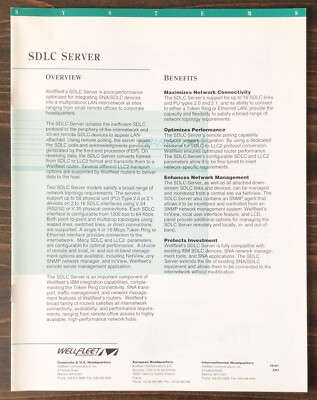Wellfleet Communications - SDLC Server Sales Brochure (1993) | eBay