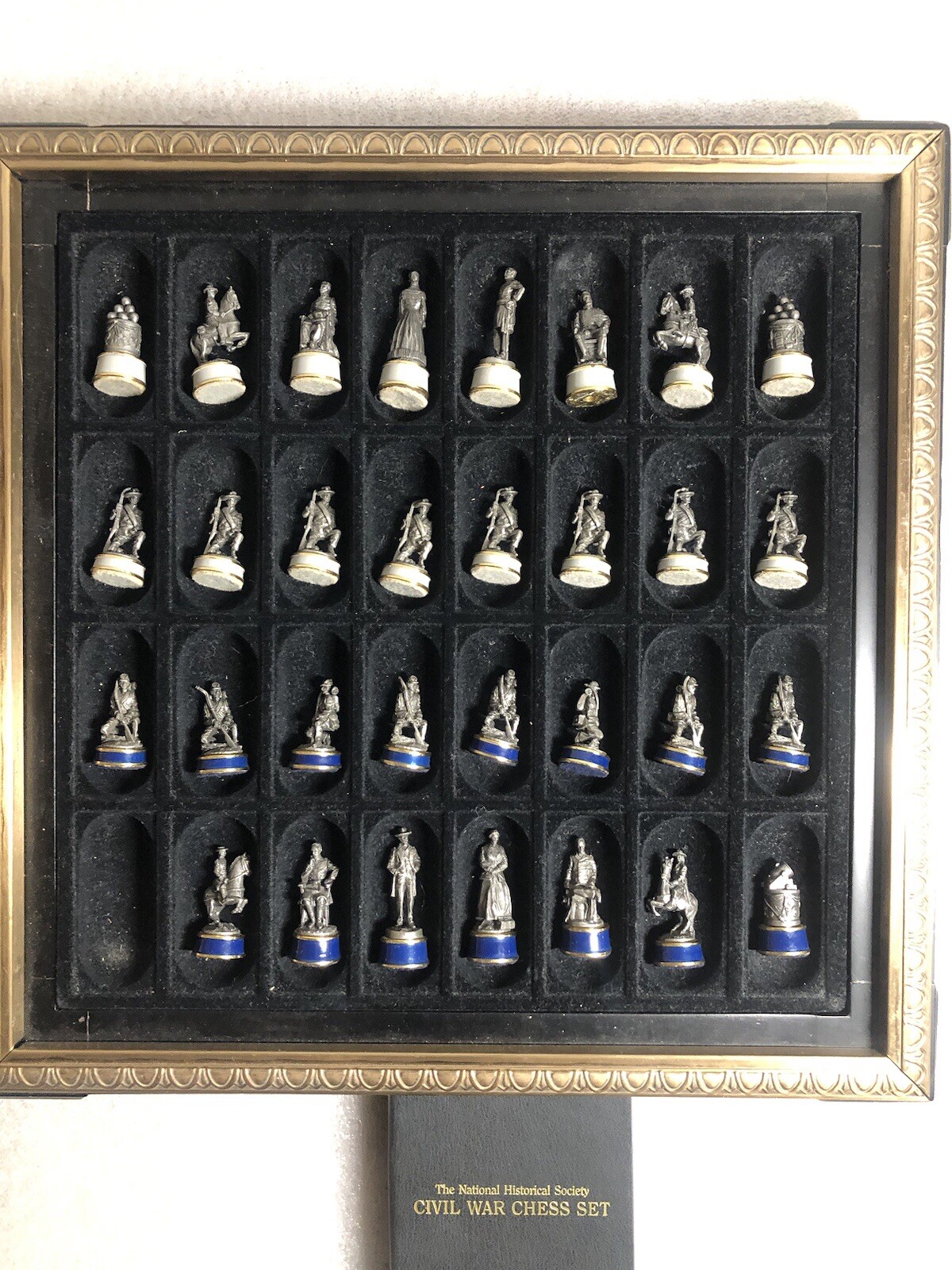 Franklin Mint Gold & Silver Edition Civil War Chess Set Board Battle Of ...
