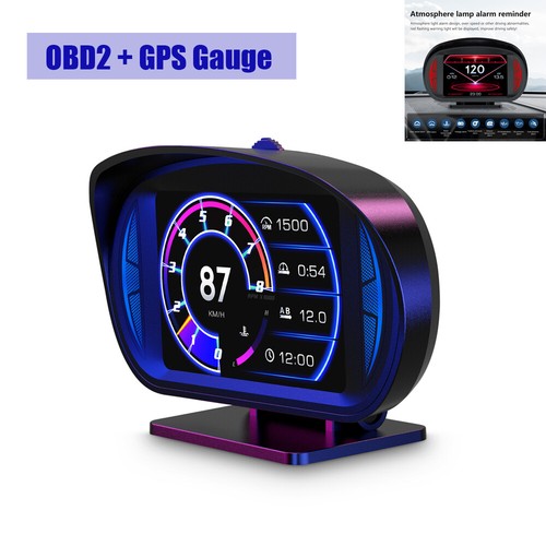 Universal Car OBD2 + GPS Gauge Head Up Display Digital Speedometer ...