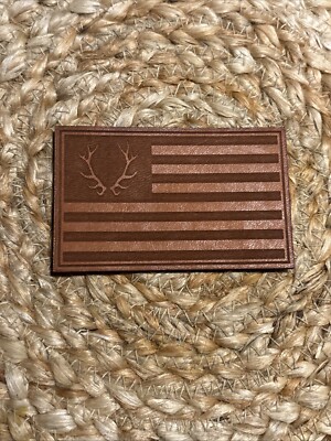 Hunting PATCH RARE Sew On 4” Leather Trucker Hat Deer Buck Rack US Flag ...