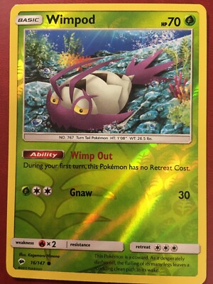 POKEMON WIMPOD 16/147 BURNING SHADOWS COMMON REVERSE HOLO NEAR MINT | eBay