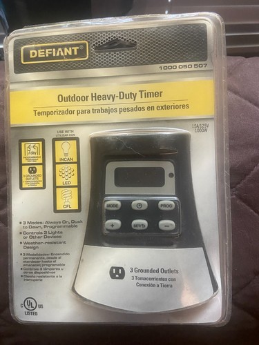 Defiant 7 Day Programmable Outdoor Heavy-Duty Timer 3 Grounded Outlet ...