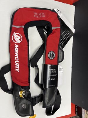 HYDROSTATIC INFLATABLE PFD WITH MERCURY LOGO-RED | eBay