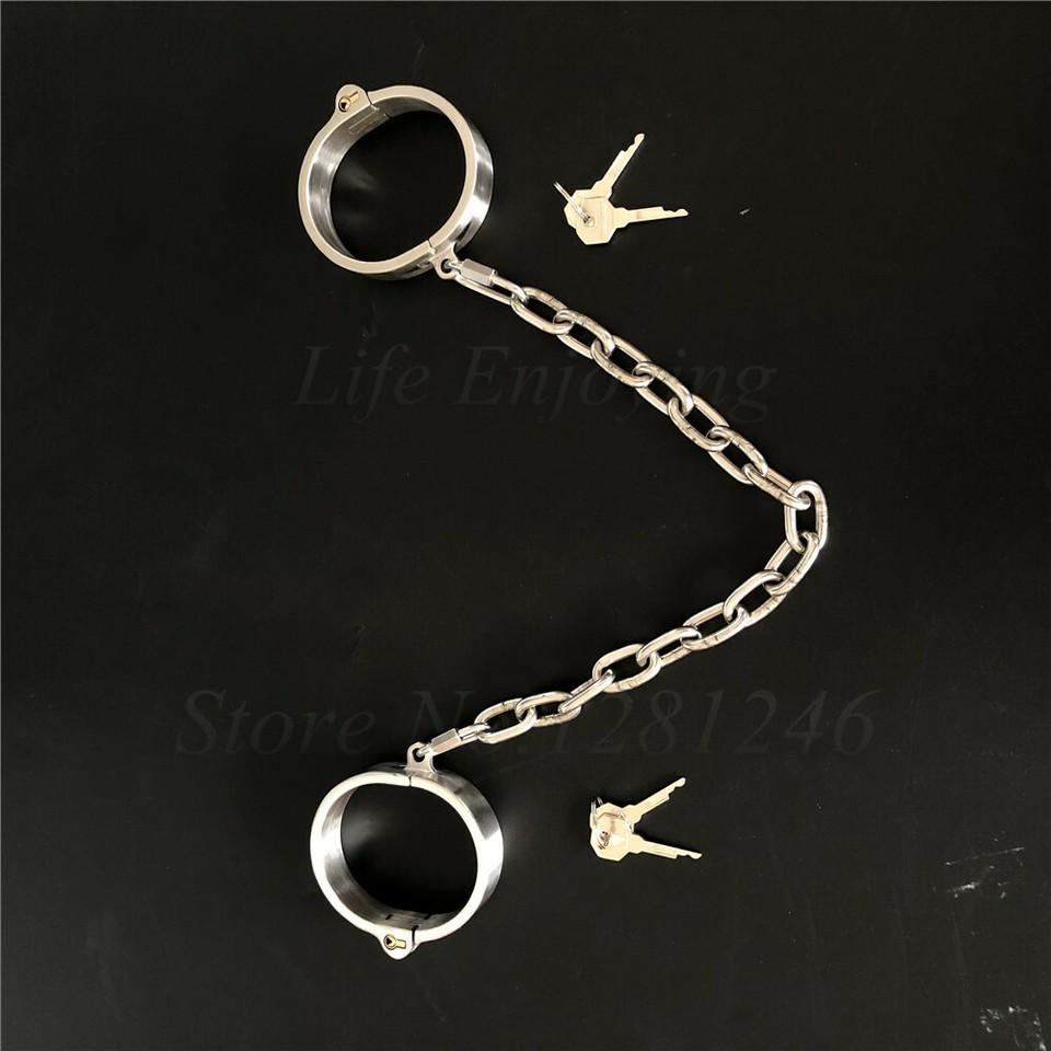 New Heavy Duty Stainless Steel Collar Wrist Cuffs Ankle Restraint ...