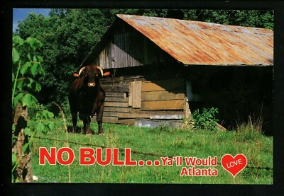 Modern Greetings postcard I Love Atlanta, Georgia GA Bull cattle | eBay