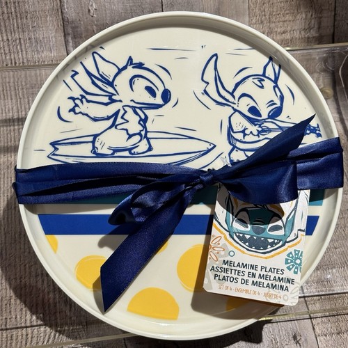 Disney Parks Stitch & Angel Melamine Plate Set 4 Dinner Plates Lilo ...