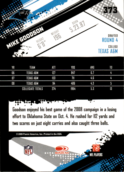 2009 Score #373 Mike Goodson PANTHERS RC | eBay