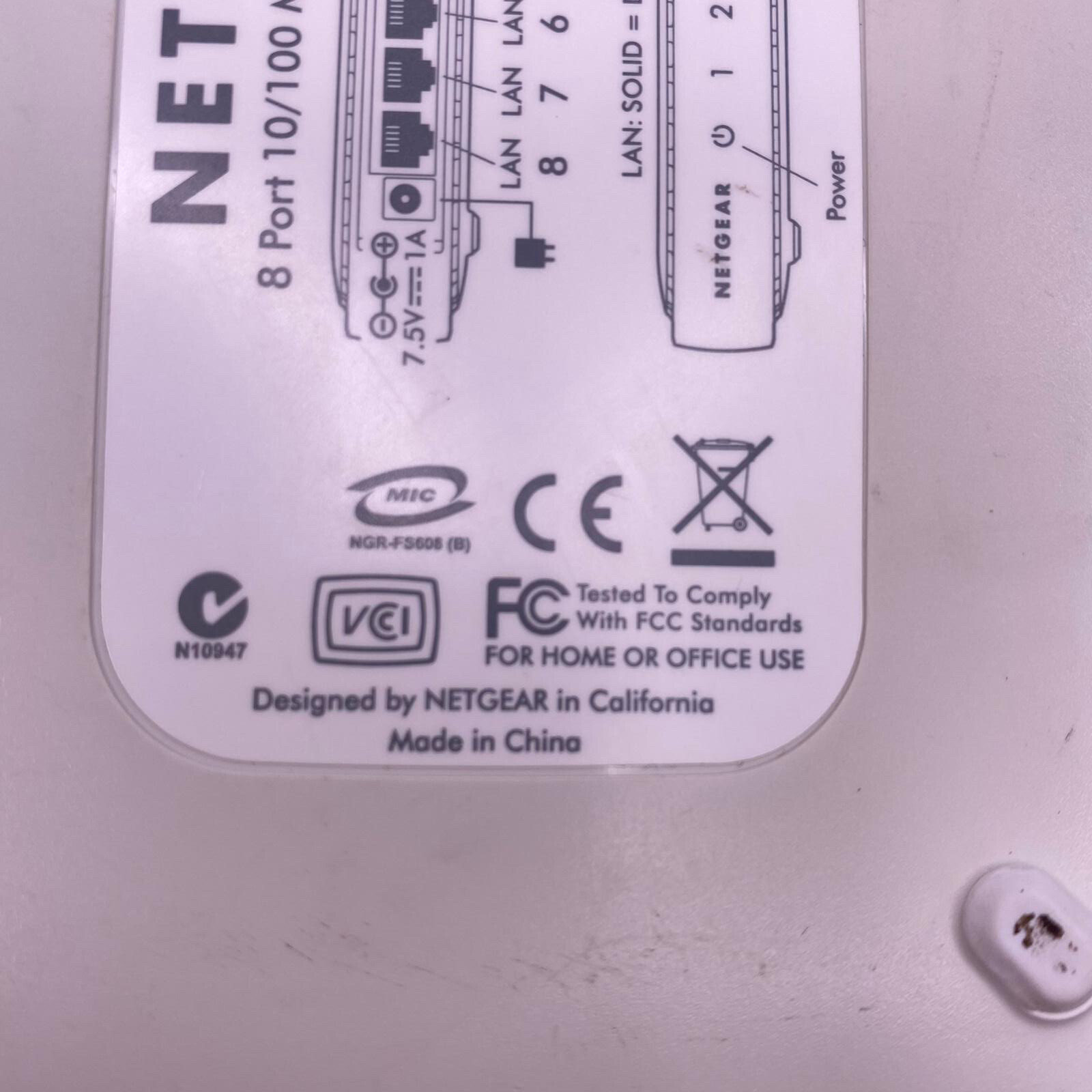 Netgear FS608 v3 8-Port Home 10/100Mbps Fast Ethernet Switch No Power ...