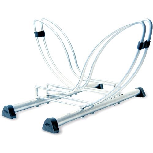 Two Bike Floor Stand Rack Organizer Epoxy Finish Rubber base Adjustable ...