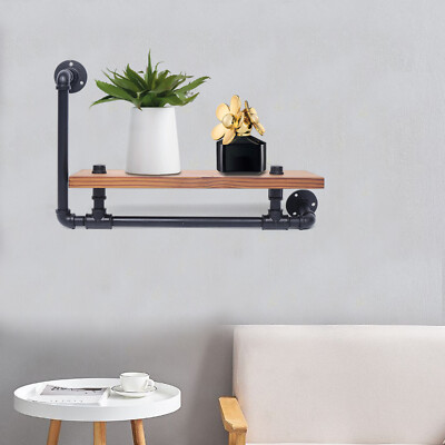 Industrial Retro Steampunk Pipe Decor Wooden Wall Mount Shelf Storage ...