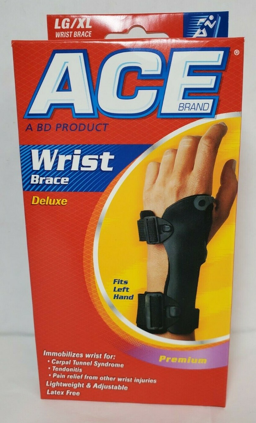 Ace Deluxe Wrist Brace Left Hand Size LG/XL Carpal Tunnel Tendonitis ...