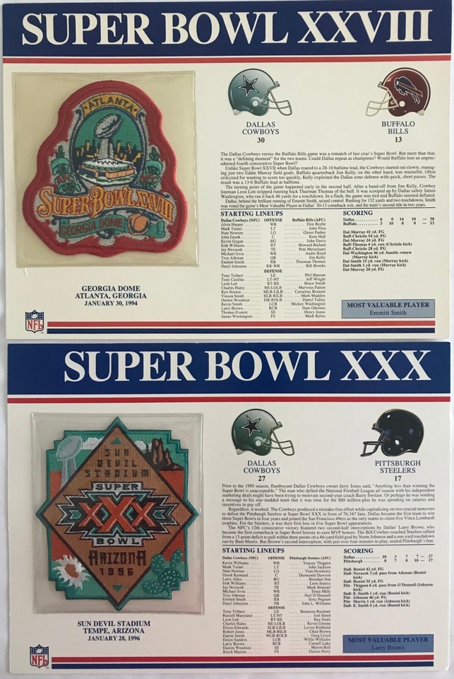 Official NFL Dallas Cowboys Super Bowl Patches nine total includes All ...
