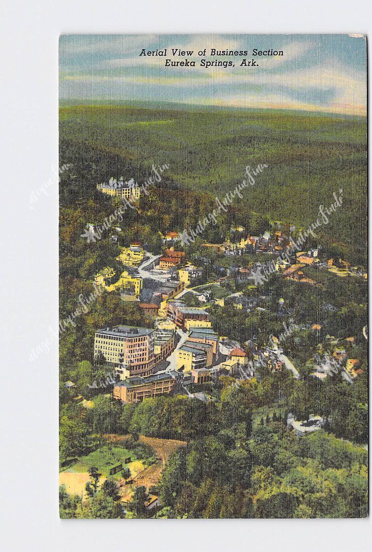 PPC Postcard AR Arkansas Eureka Springs Aerial View Of Business Section ...