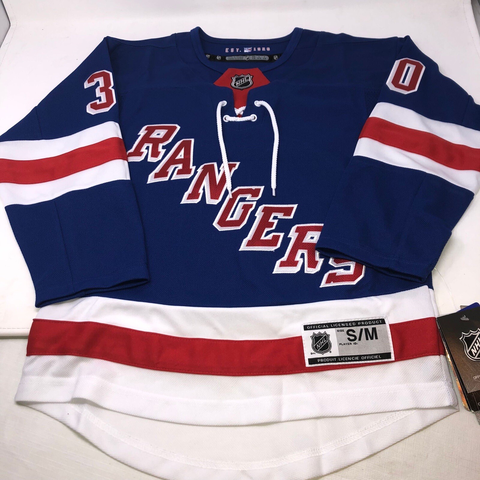 New York Rangers Blue NHL Stiched Jersey Hernik Lundqvist #30 Youth S/M ...
