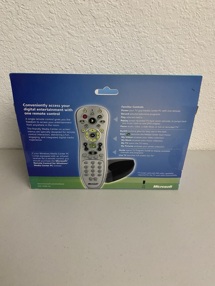 Microsoft IR Windows XP Media Center Remote Control And Receiver NEW ...