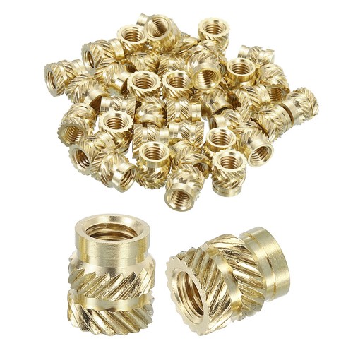 Knurled Insert Nuts, 50pcs M5 x 9mm L x 8mm OD Brass Heat Set Insert ...